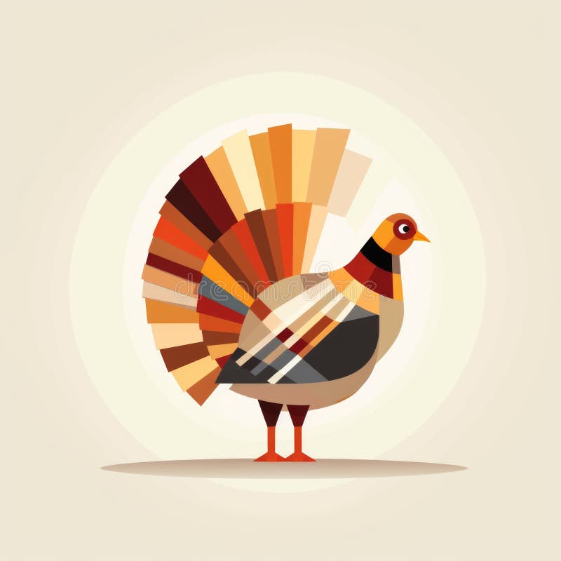 An Illustration of a Turkey with Colorful Feathers Stock Illustration ...