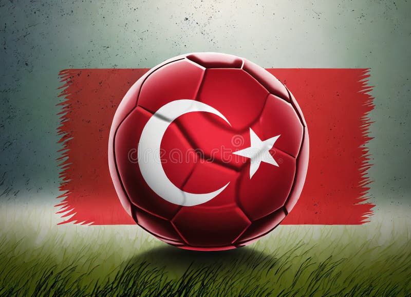 Illustration of a Turkey Flag with the Soccer Ball Stock Illustration ...