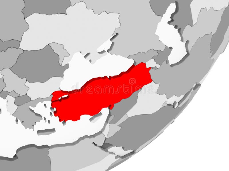 Turkey in red on grey map stock illustration. Illustration of ...