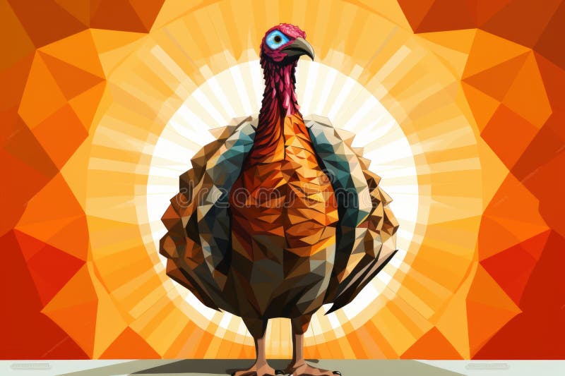 An Illustration of a Turkey Standing in Front of an Orange Background ...