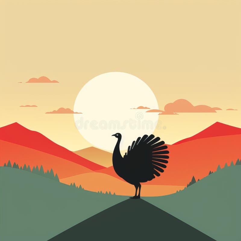 An Illustration of a Turkey Standing on Top of a Hill Stock ...