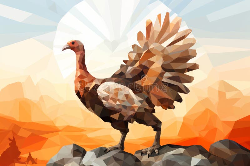 An Illustration of a Turkey Standing on Top of a Rock Stock ...
