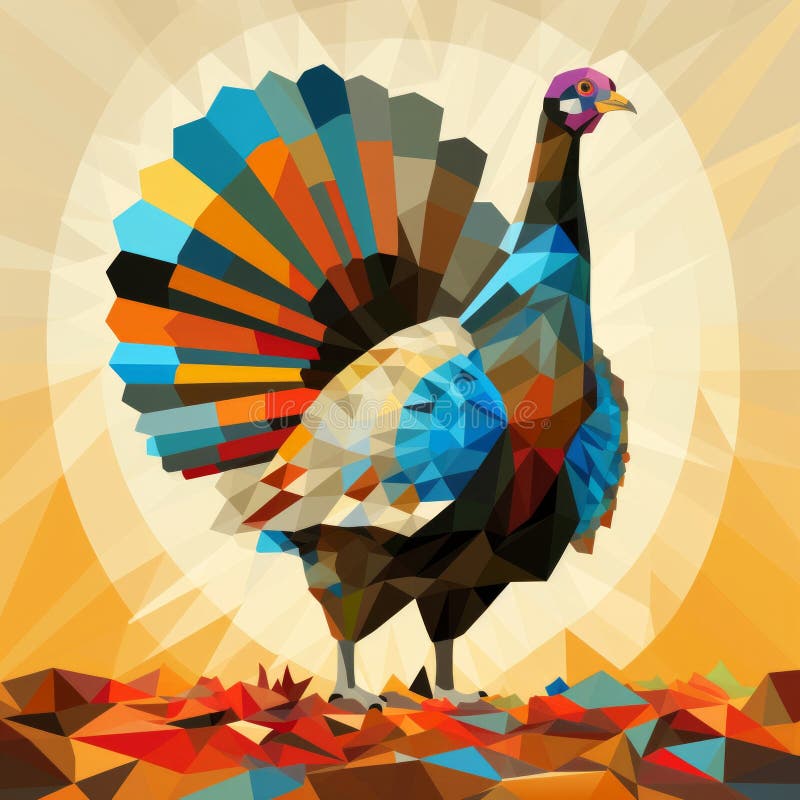 An Illustration of a Turquoise Turkey in Low Polygonal Style Stock ...