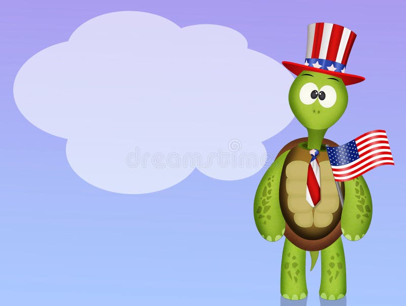 Turtle Celebrate Independence Day Stock Illustration - Illustration of ...