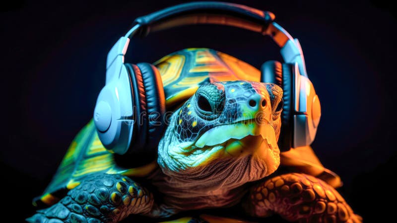 Illustration of a Turtle Dj Wearing Headphones. Ai Generated Stock ...