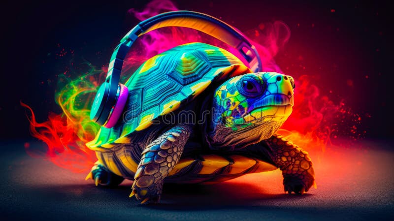 Illustration of a Turtle Dj Wearing Headphones. Ai Generated Stock ...