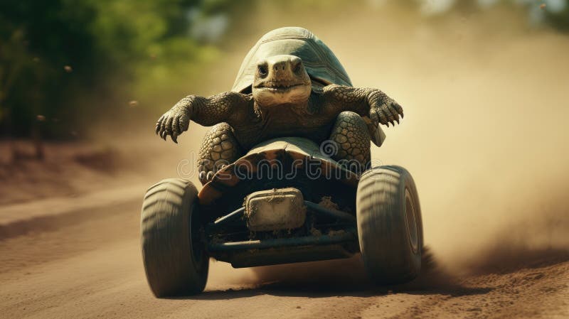 Illustration of Turtle Driving Car Vehicle with Speed Stock ...