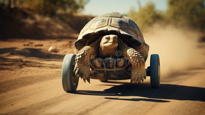 Illustration of Turtle Driving Car Vehicle with Speed Stock ...