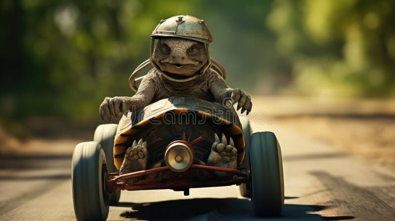 Illustration of Turtle Driving Car Vehicle with Speed Stock ...