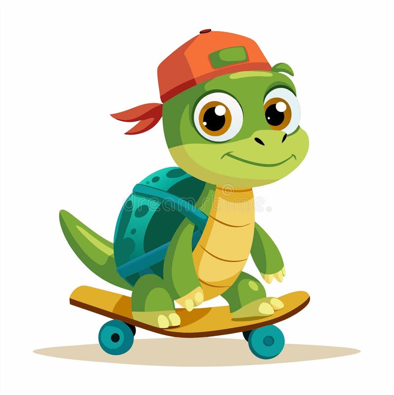 Illustration of a Turtle Skateboarding Stock Vector - Illustration of ...