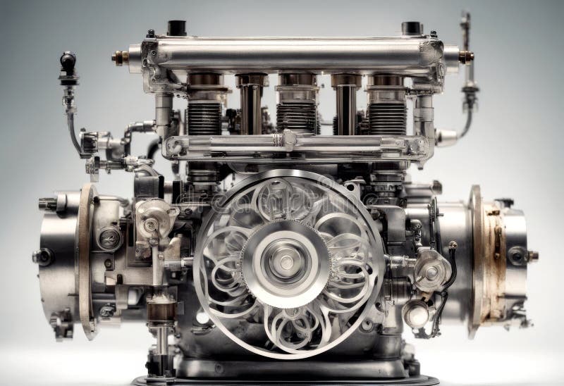 Illustration Twin Vertikal Engine 19th Background Valve Control Germany ...