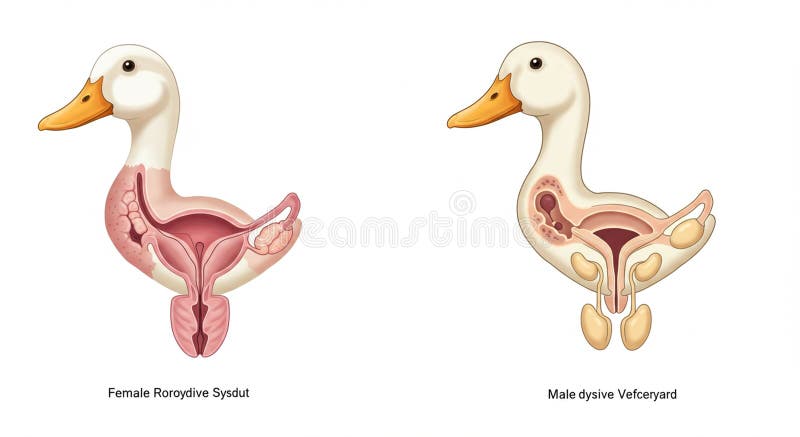 Illustration of Two Anatomically Stylized Ducks. the Left Duck is ...
