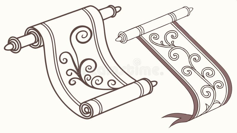 Illustration of Two Ancient Rolled Up Scrolls Vector Design Generative ...