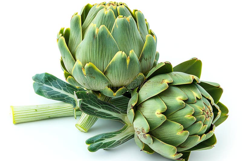 Two Artichokes on the Front with an Inside Cut Open Stock Illustration ...