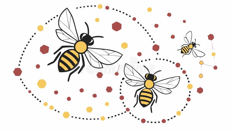 Illustration of Two Bees Flying with Dotted Trails Vector Design ...
