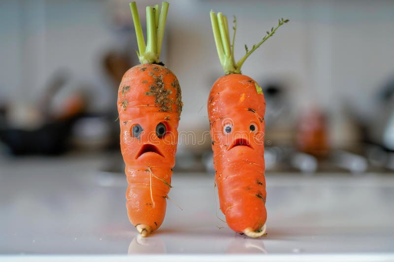 Two Carrots are Shown on a White Surface, High Quality, High Resolution ...