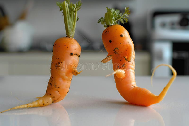 Two Carrots are Shown on a White Surface, High Quality, High Resolution ...