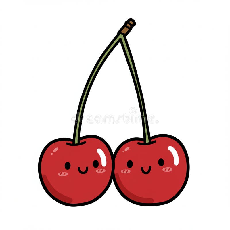Illustration of Two Cartoon Cherries with Smiling Faces. the Cherries ...