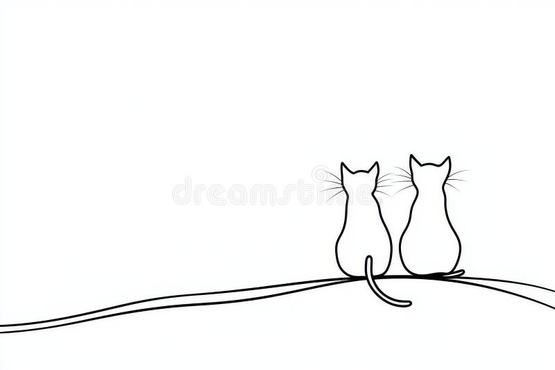 Line Drawing Two Cats Stock Illustrations – 380 Line Drawing Two Cats ...
