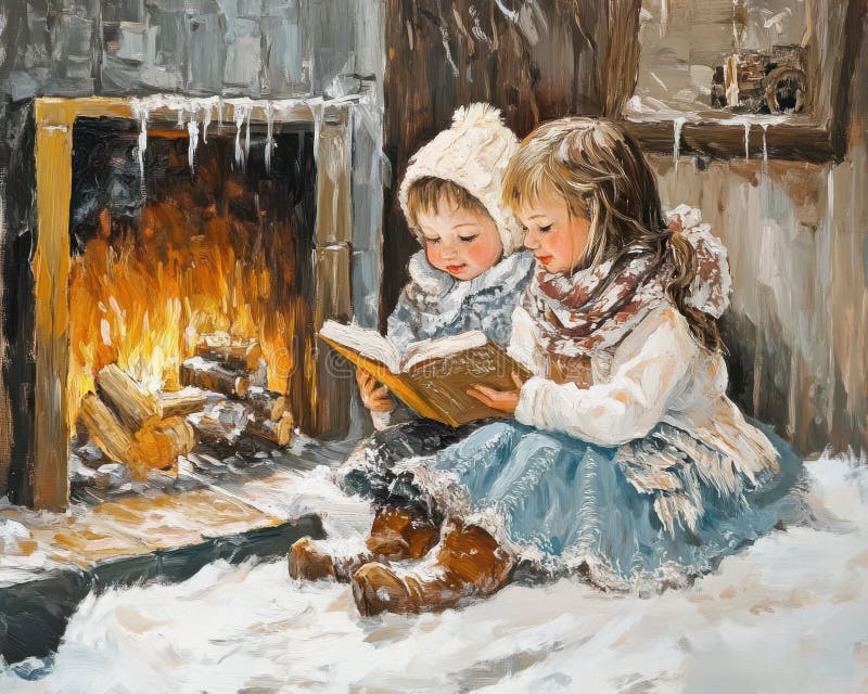 Book Child Fireplace Reading Stock Illustrations – 78 Book Child ...