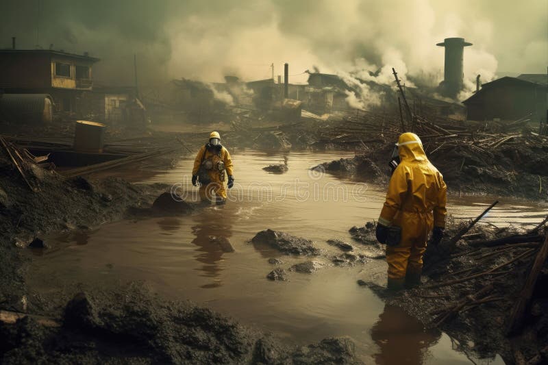 Hazmat Suit Workers are Looking at the Aftermath of a Storm or ...