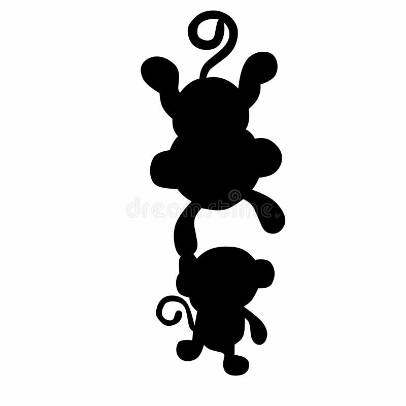 Illustration of Two Cute Monkeys Stock Vector - Illustration of calligraphy, nature: 291341357