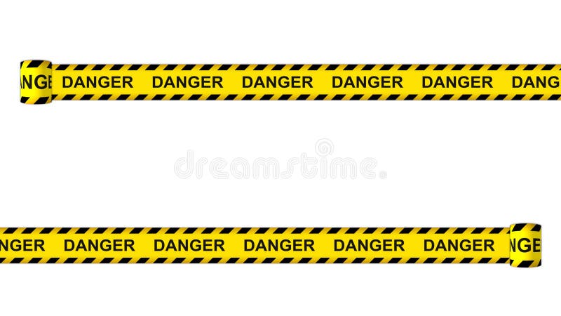 Illustration of Two Danger Stripes Roll on Borders Frame White Screen ...