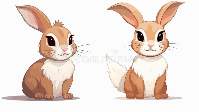 Illustration of Two Different Rabbits Vector Cartoon Stock Illustration ...