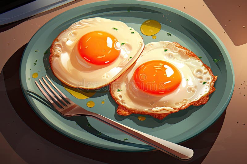 Illustration of Two Eggs on a Plate - AI Generated Stock Illustration ...
