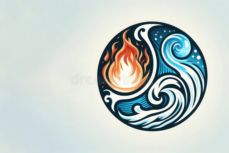 Illustration of Two Elements, Fire and Water. Place for Text. Stock ...