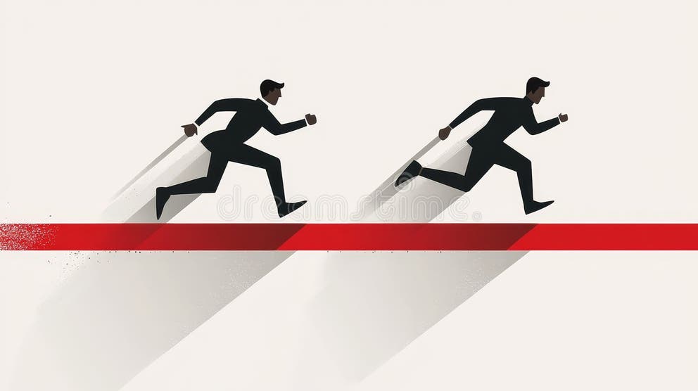 Illustration of Two Figures Running, Symbolizing Competition and ...
