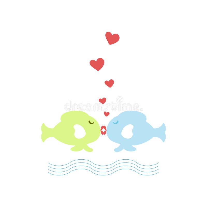 Fish kissing each other stock illustration. Illustration of kiss - 8175042