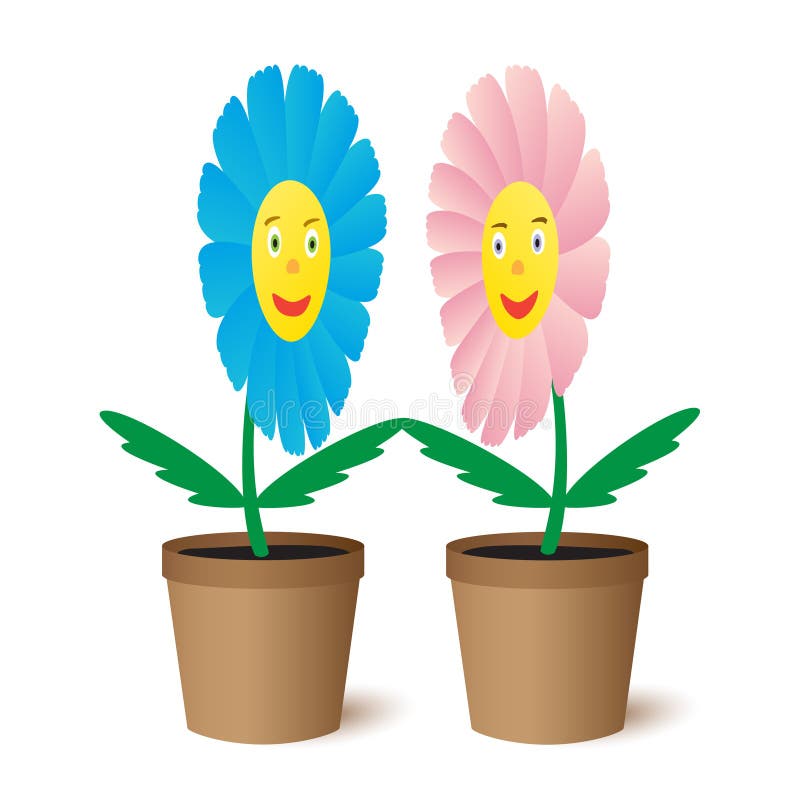 Illustration two flowers. stock vector. Illustration of cartoon - 29139645