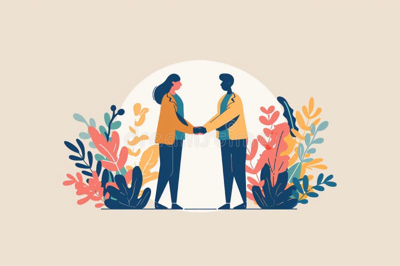 Illustration of Two Individuals Shaking Hands, Representing Mutual ...