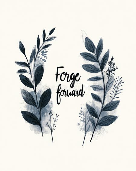 Illustration of Two Leafy Branches Framing the Words Forge Forward ...