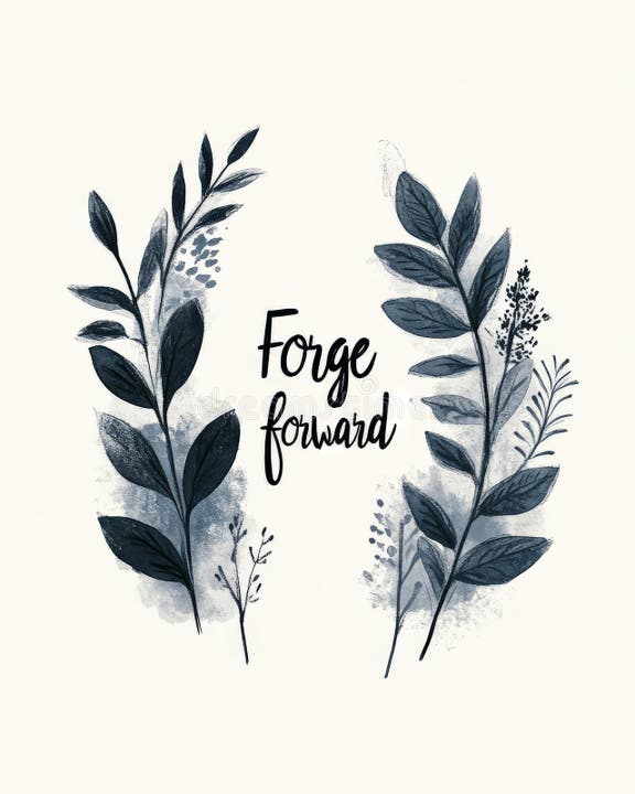 Illustration of Two Leafy Branches Framing the Words Forge Forward ...