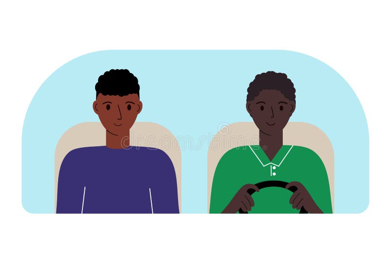 Illustration of Two Men in the Car Behind the Windshield. Stock Vector ...