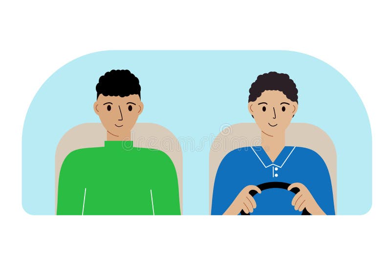 Illustration of Two Men in the Car Behind the Windshield. Stock Vector ...