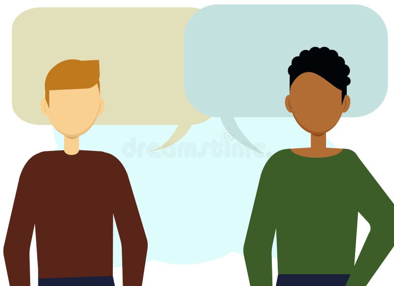 Illustration of Two Multiethnic Men Communicate. Bubbles for Text Stock ...