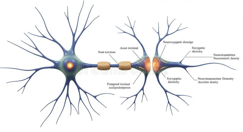 Illustration of Two Neurons with Branching Dendrites and an Axon. the ...