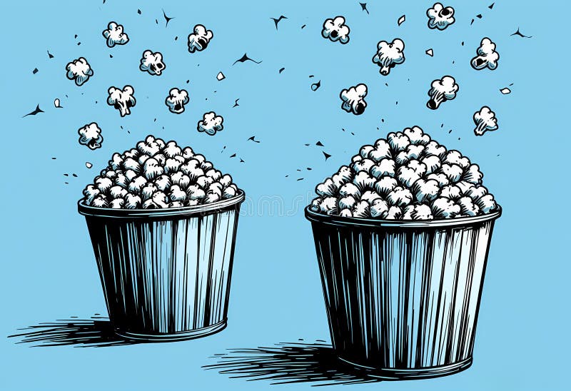 Illustration of Two Overflowing Popcorn Buckets Stock Illustration ...