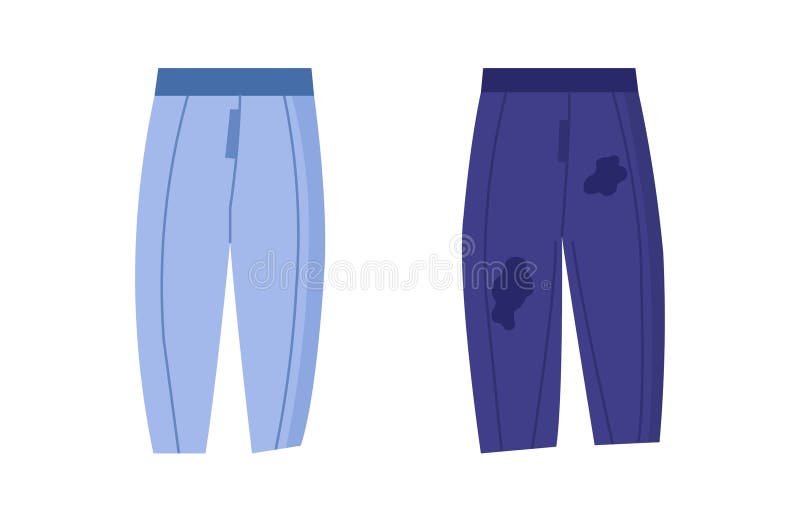 Illustration of Two Pants, One Clean and Light Blue, Other One Dark ...