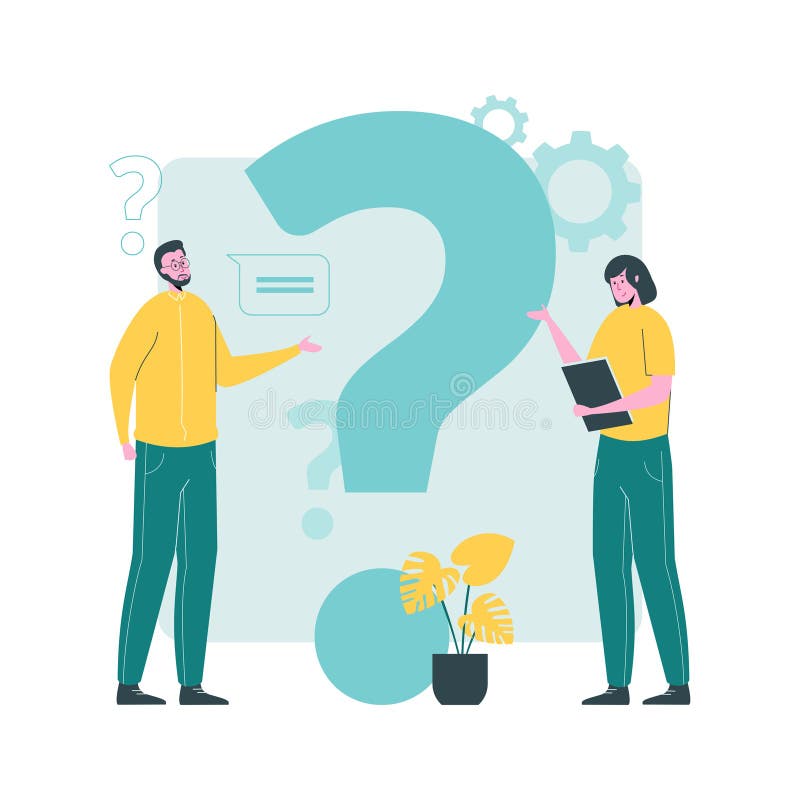 Illustration of Two People Discussing a Problem with a Large Question ...