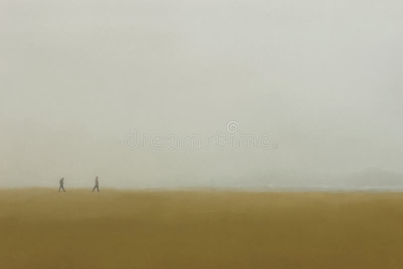 Illustration of Two People Walking in a Desert Landscape Stock Image ...