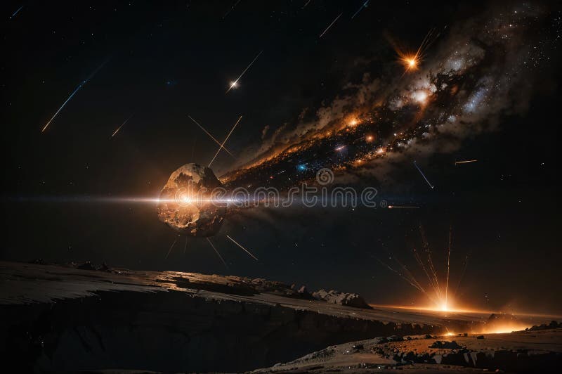 Illustration of Two Planets Colliding in Space Stock Illustration ...