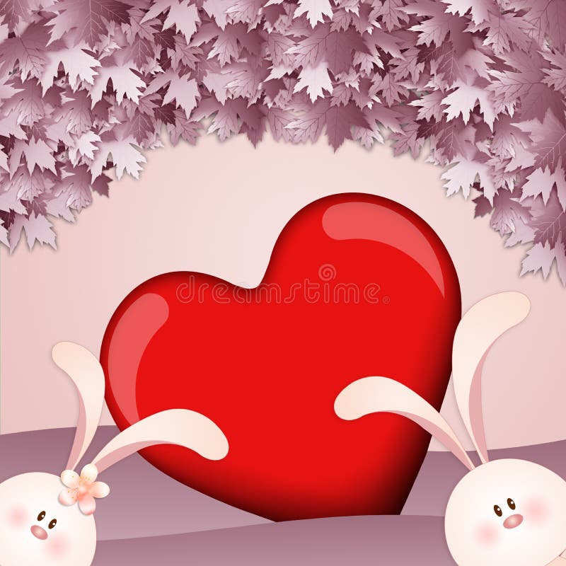 Two rabbits with heart stock illustration. Illustration of spouses ...