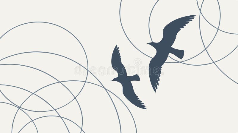 Illustration of Two Seagulls Flying Together in the Sky Vector Design ...