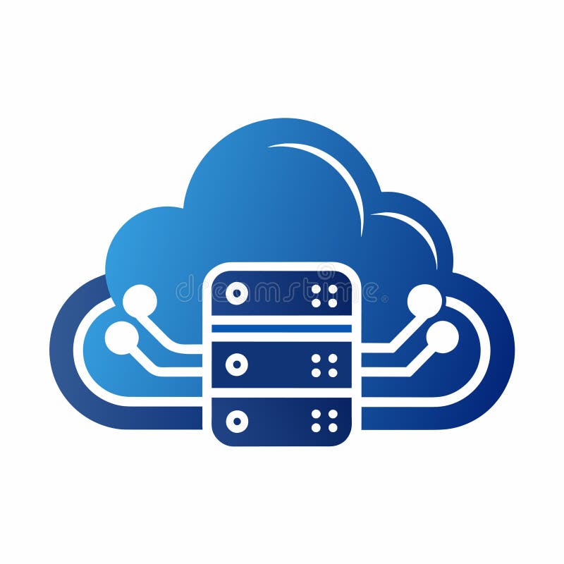 Illustration of Two Servers Linked To a Cloud, Depicting Cloud Computing Infrastructure, Design ...