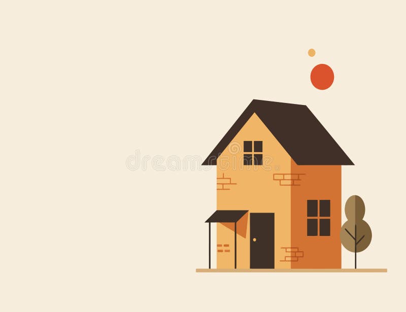 Illustration of a Two-storey Detached House with a Tree Stock Vector ...