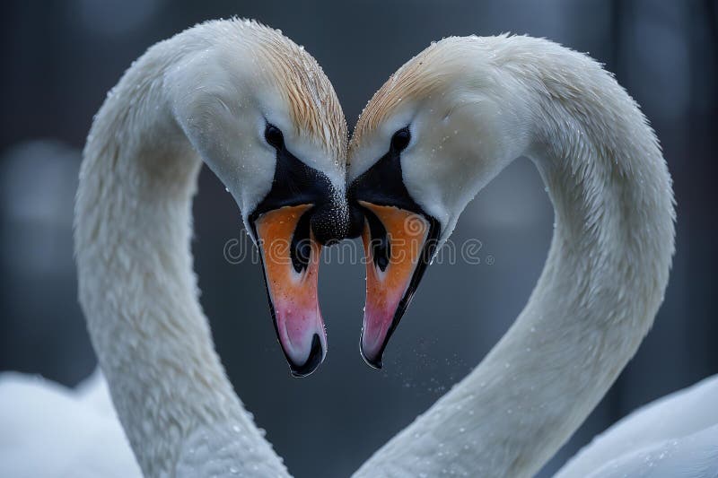 Two Swans, Facing Each Other, is a Stunning Image. Stock Illustration ...